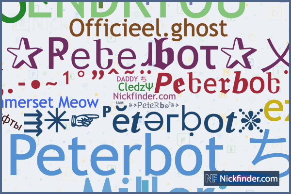 Nicknames for Peterbot: Peterbot ち, Peterbotツ, Elite Peterbot, Joj0bot ...